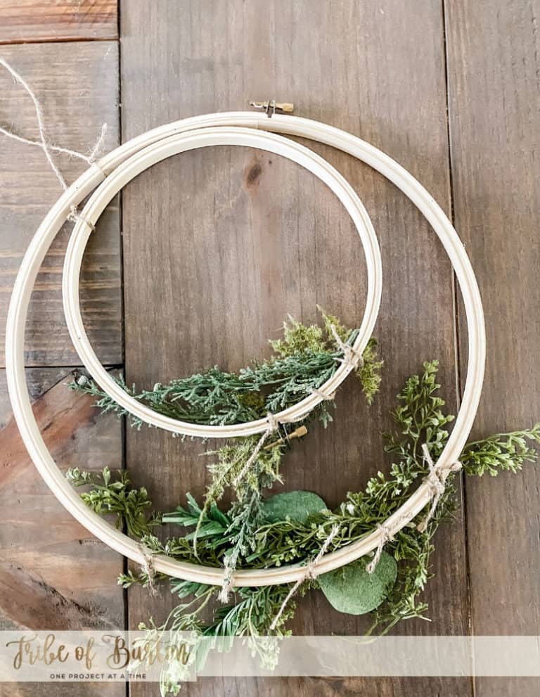 Inexpensive Embroidery Hoop Wreath DIY - TRIBE OF BURTON